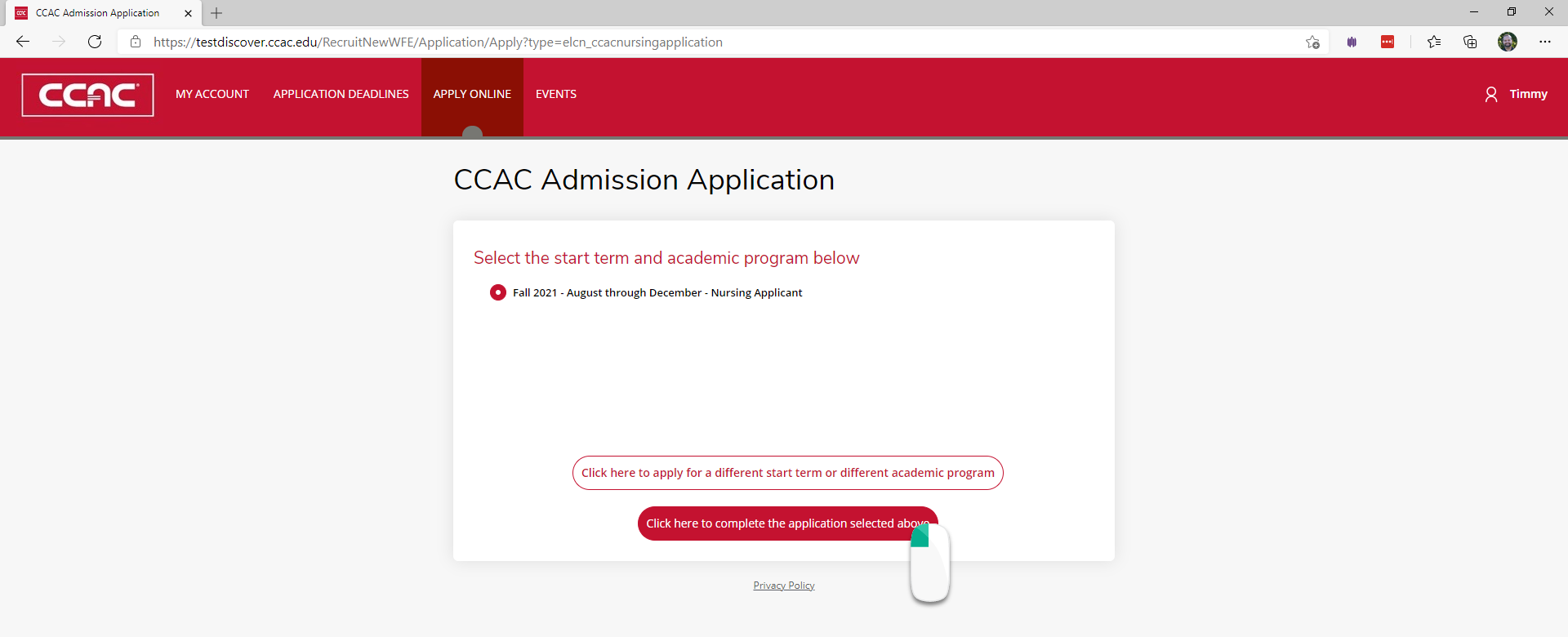 Creating an account to Apply to CCAC - Nursing Applicant - CCAC's Help ...
