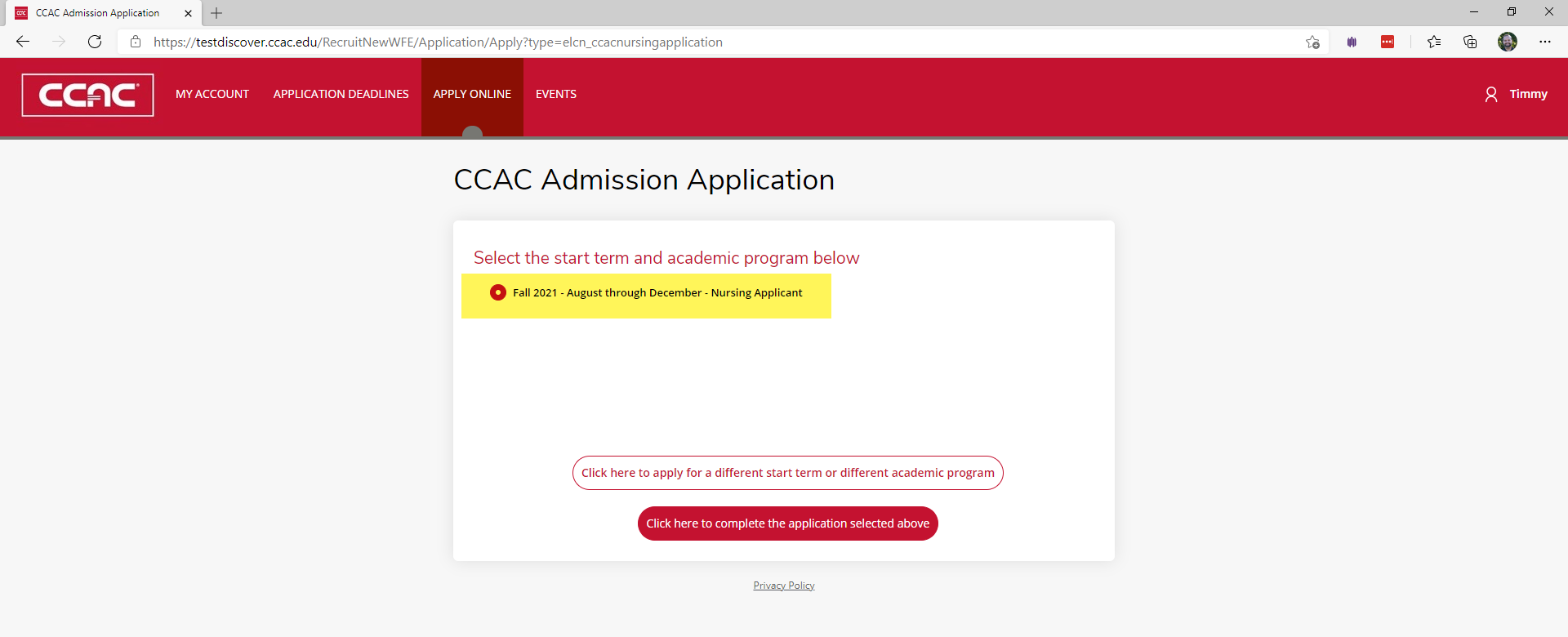 Creating an account to Apply to CCAC - Nursing Applicant - CCAC's Help ...