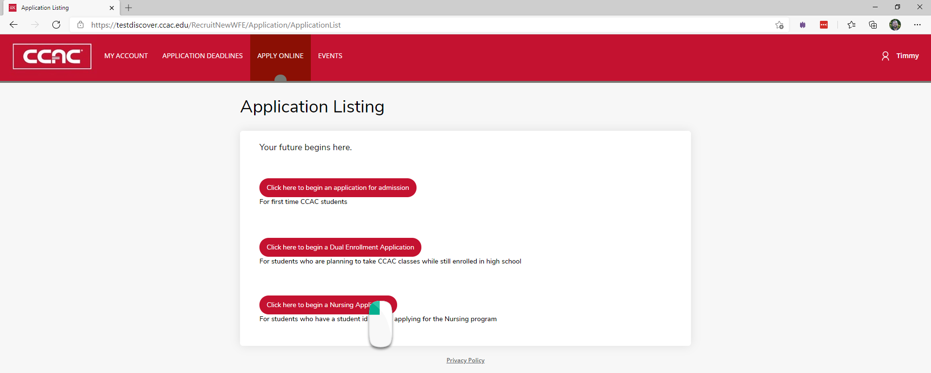 Creating an account to Apply to CCAC - Nursing Applicant - CCAC's Help ...