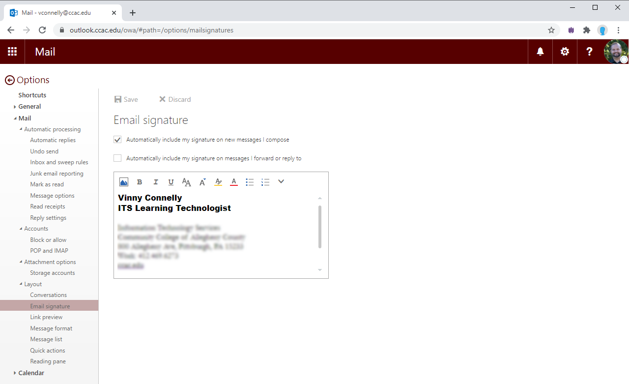 Creating your Email Signature in Outlook - CCAC's Help Center