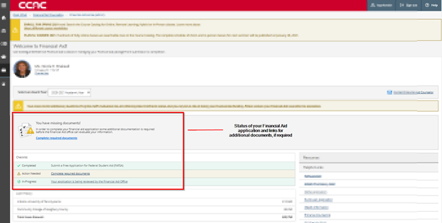 Checking the Status of your Financial Aid Application in CCAC Self ...