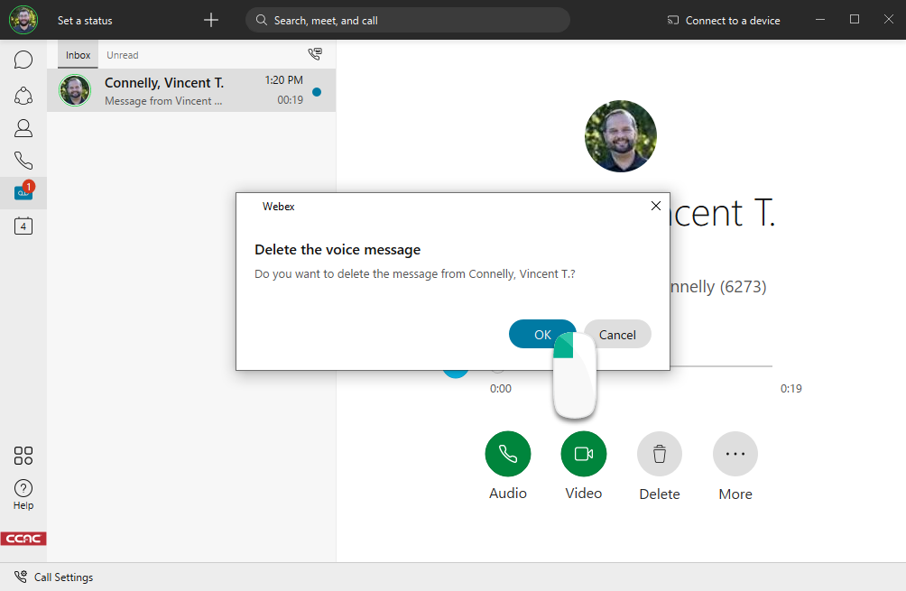 Deleting a Voicemail in Webex - CCAC's Help Center