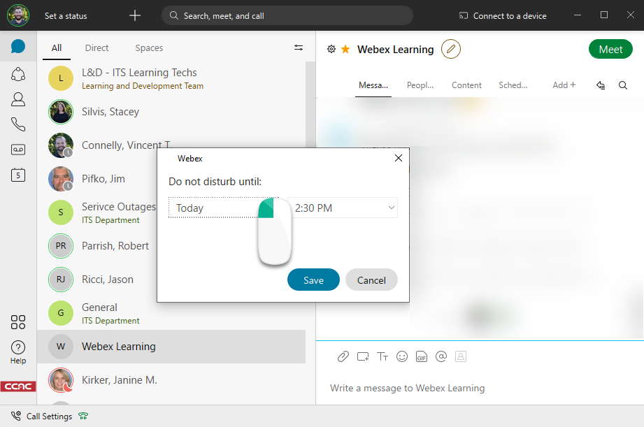 Setting Your Availability in Webex - CCAC's Help Center