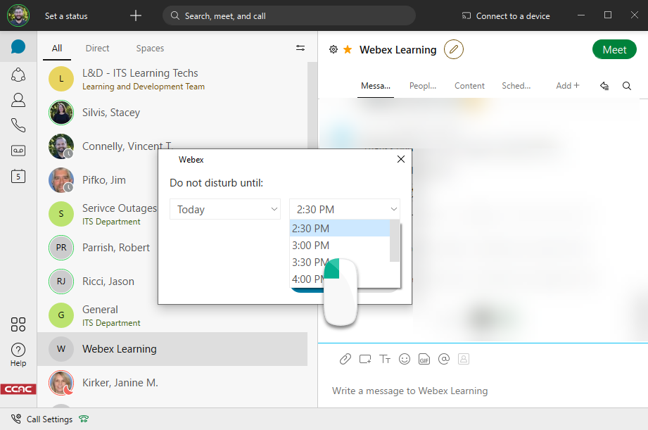 Setting Your Availability in Webex - CCAC's Help Center