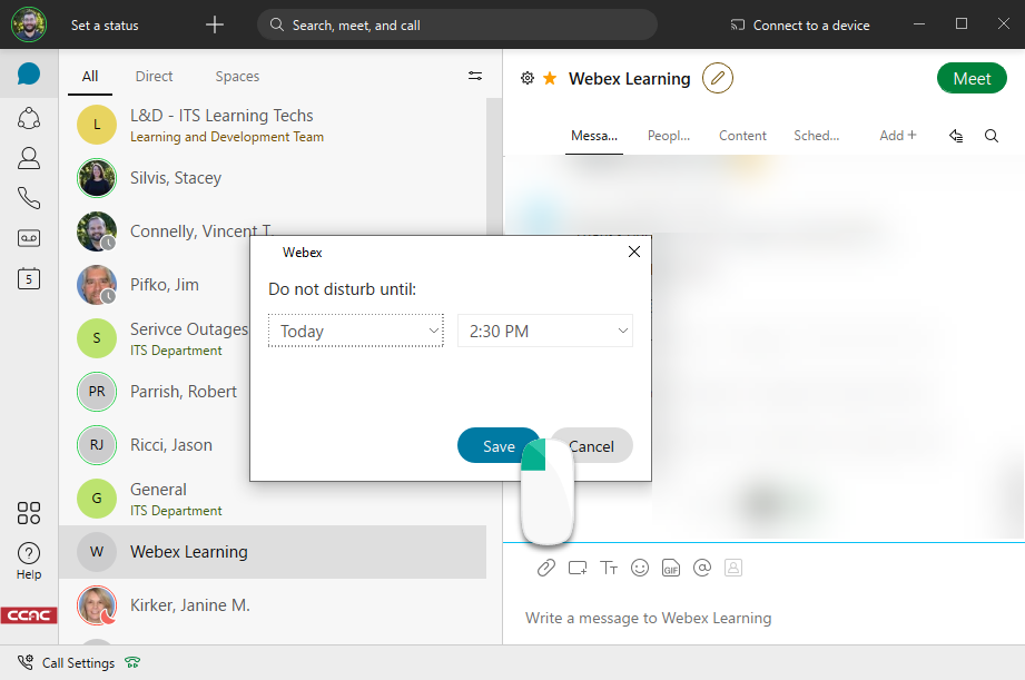 Setting Your Availability in Webex - CCAC's Help Center