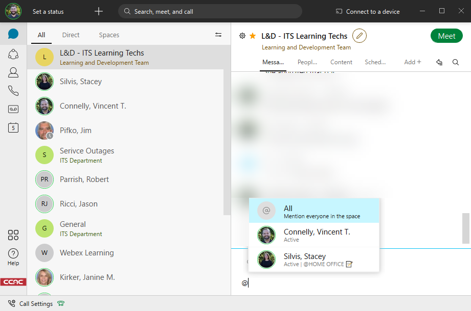 Using the @ Symbol in a Conversation in Webex - Community College of ...
