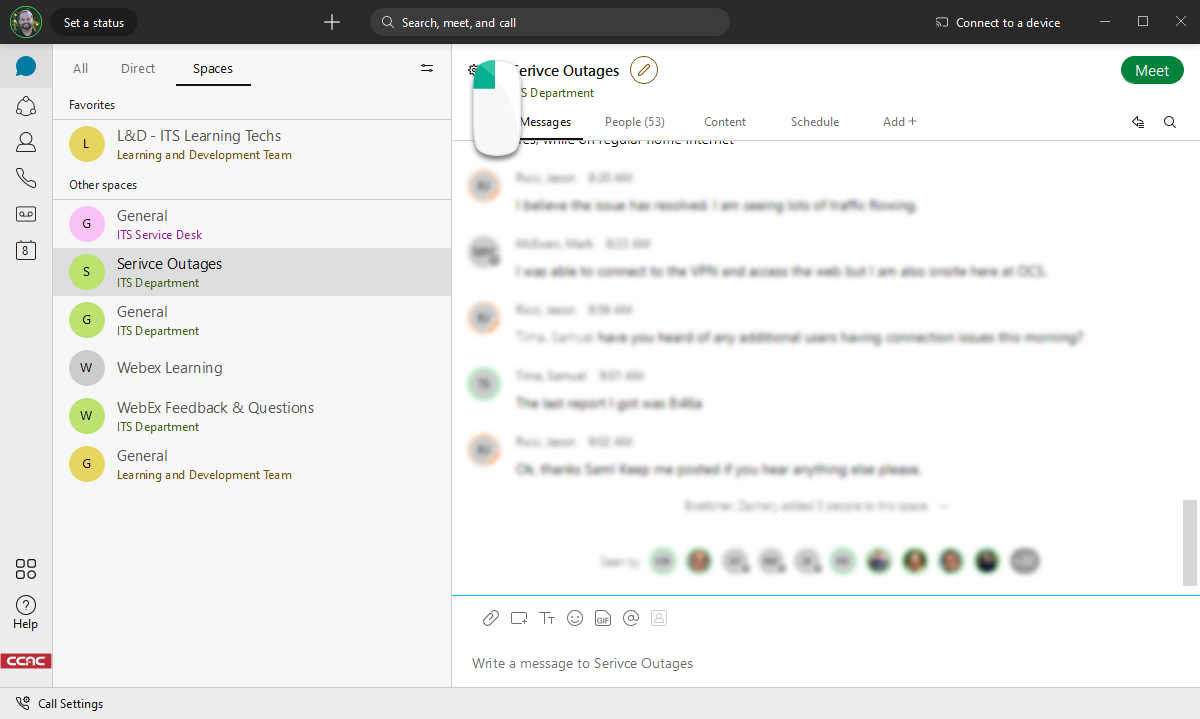 Leaving a Team Space in Webex - CCAC's Help Center