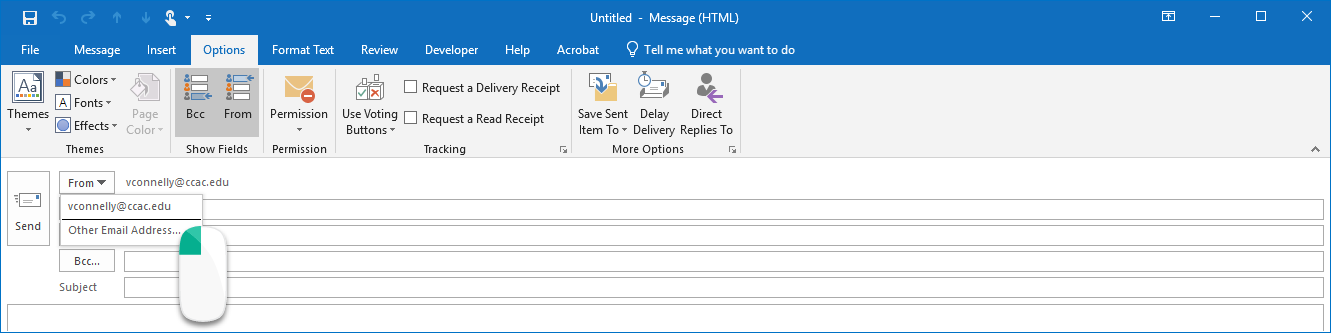Adding an email address to the From field in Outlook - CCAC's Help Center