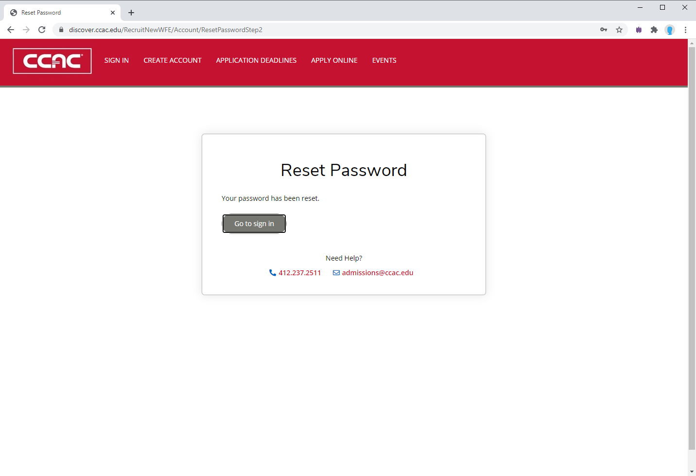 Resetting / Forgot your Applicant (Discover) Password - CCAC's Help Center
