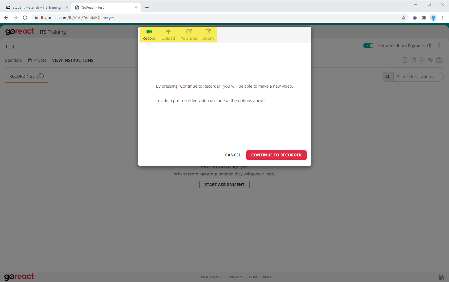 GoReact Guide for Student - Getting Started - CCAC's Help Center