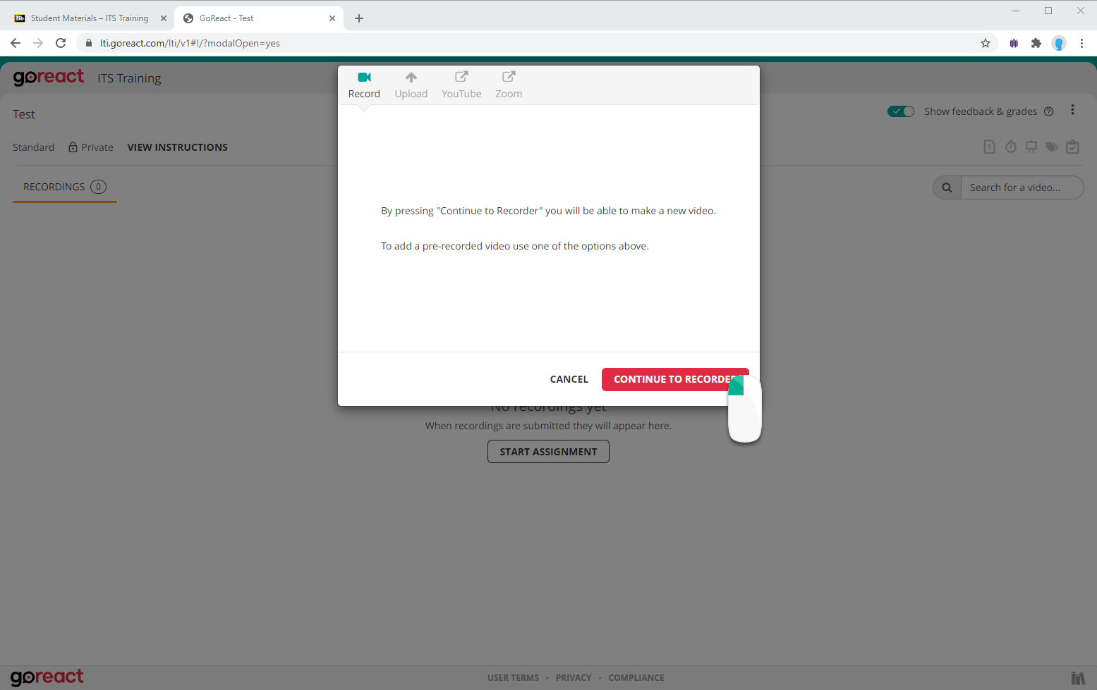 GoReact Guide for Student - Getting Started - CCAC's Help Center