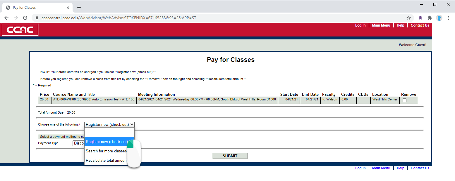 Registering for a non-credit course - CCAC's Help Center