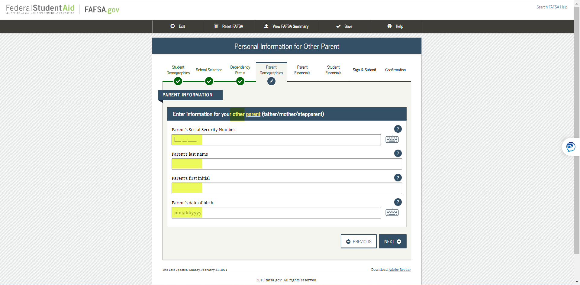 Entering Parent Demographics on the FAFSA - CCAC's Help Center