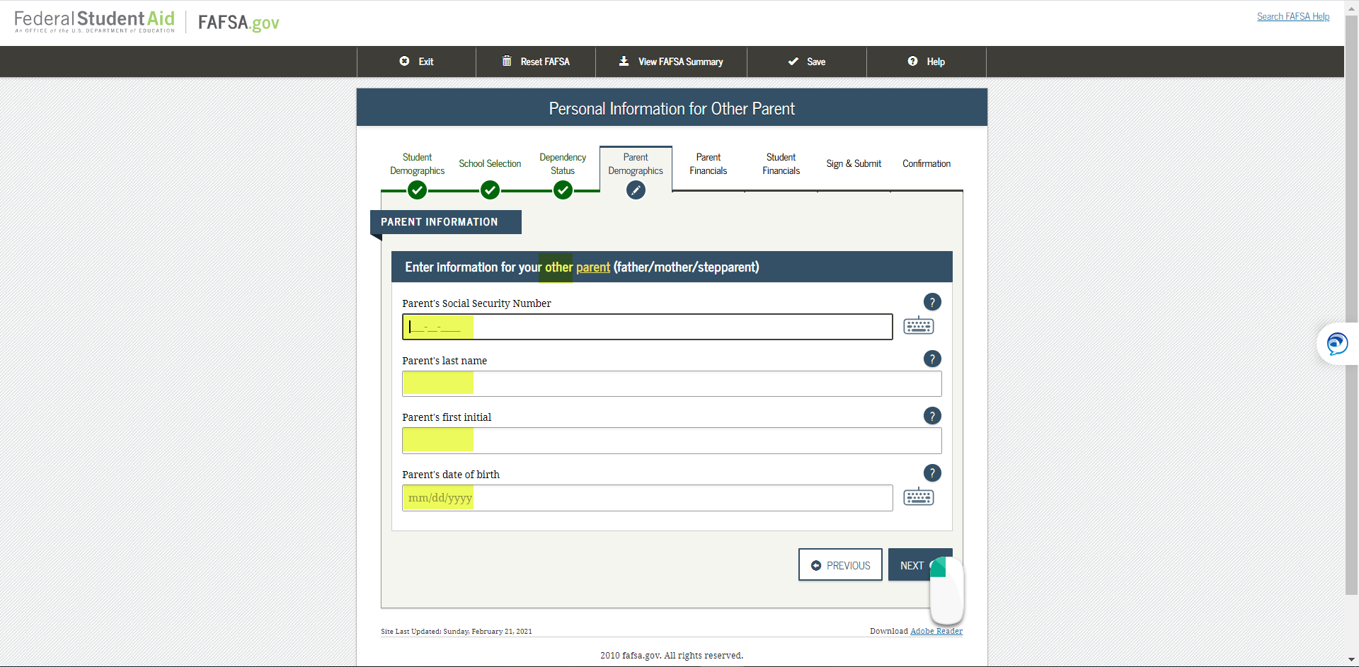 Entering Parent Demographics on the FAFSA - CCAC's Help Center