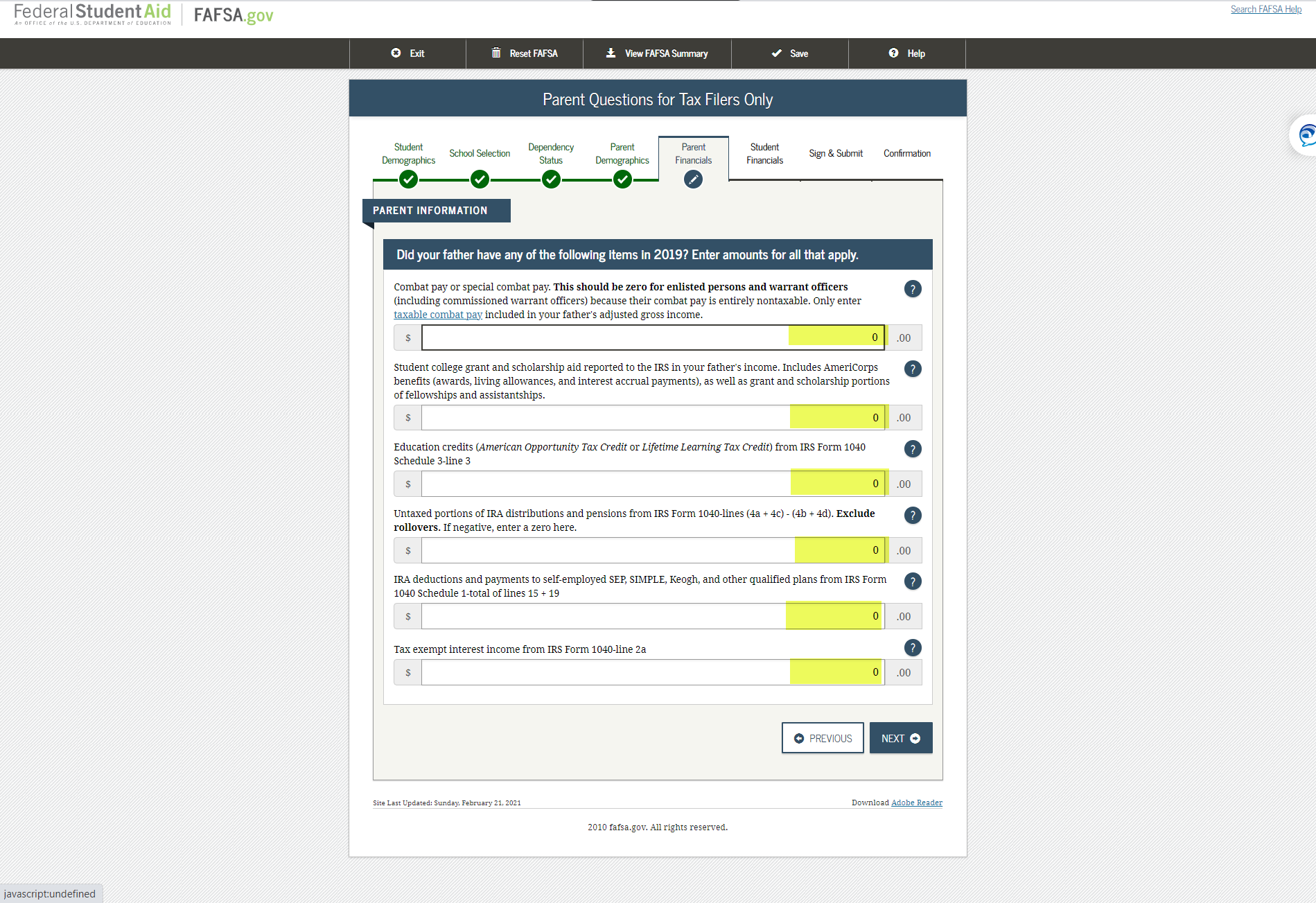 Entering Parent Financials on the FAFSA - CCAC's Help Center