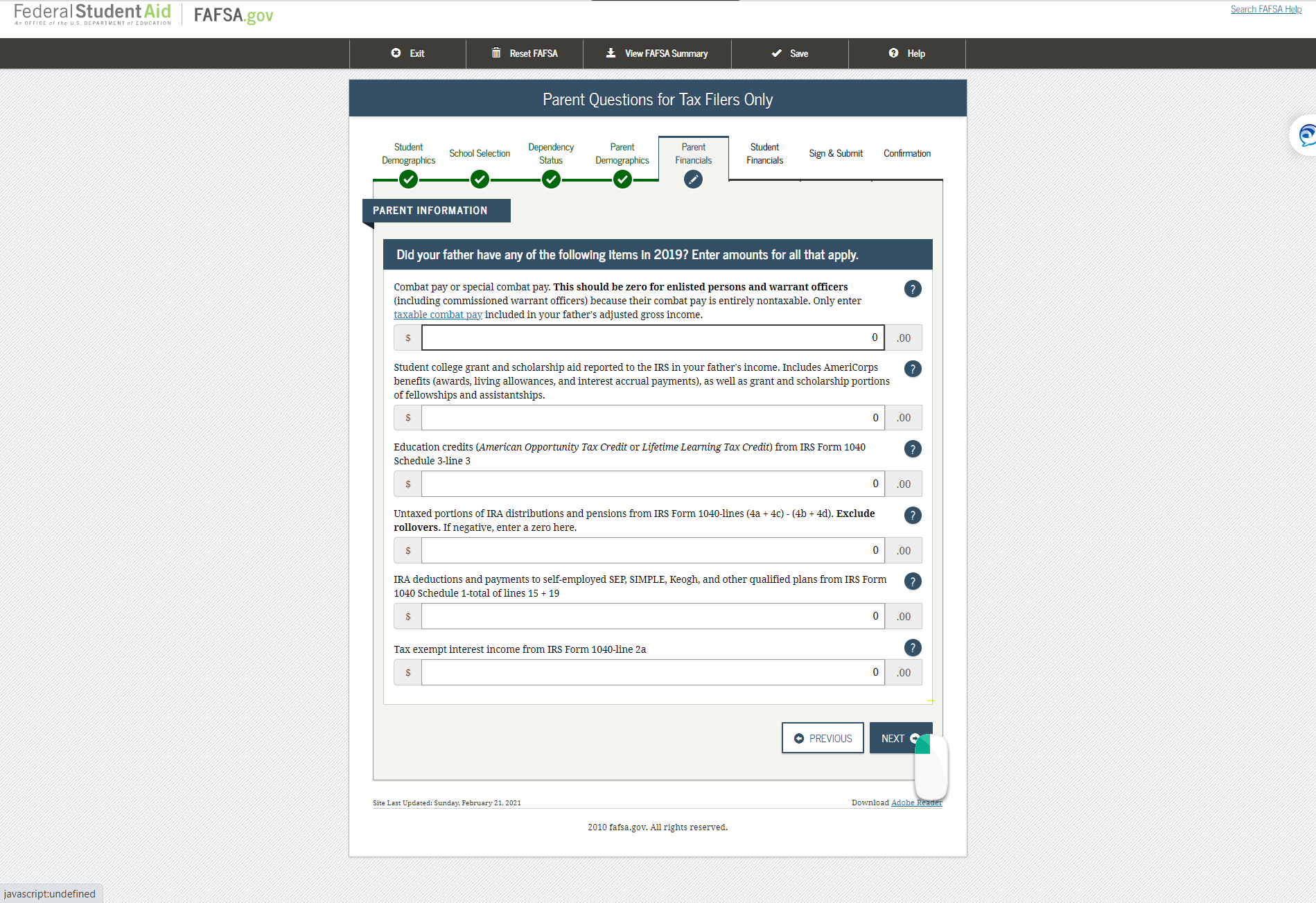 Entering Parent Financials on the FAFSA - CCAC's Help Center