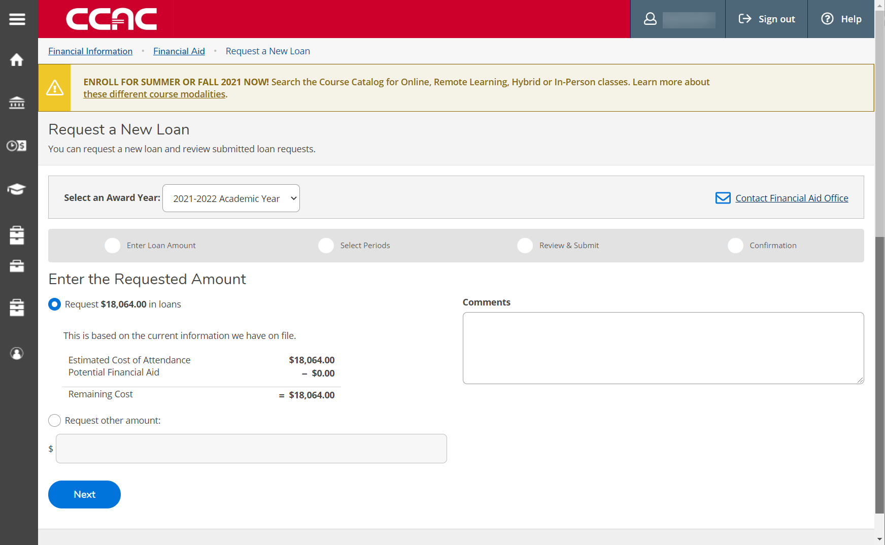 Requesting a Direct Stafford Loan through CCAC Self-Service - CCAC's ...