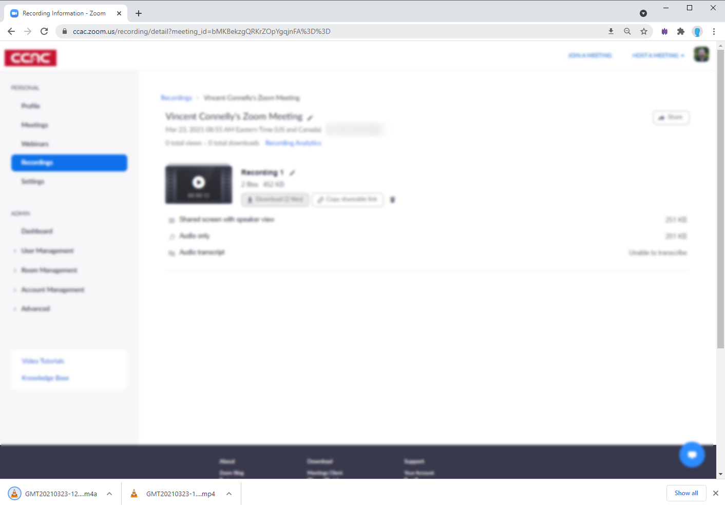 Downloading a Video from a Zoom Meeting - CCAC's Help Center