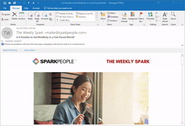 Reporting a suspicious email in Outlook - CCAC's Help Center