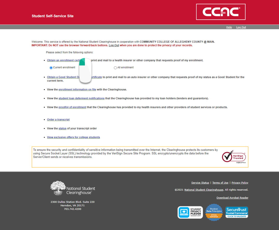 Verification of Enrollment - CCAC's Help Center