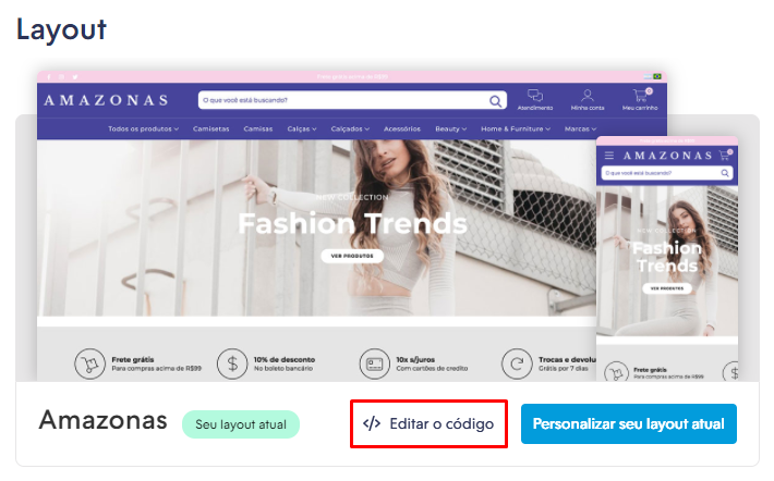 Como editar o código do layout da minha loja? - Nuvemshop
