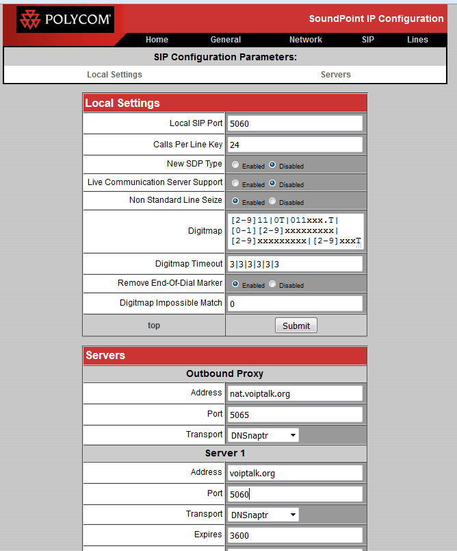 Configuring a Polycom SoundPoint IP 321/331 with VoIPtalk - telappliant