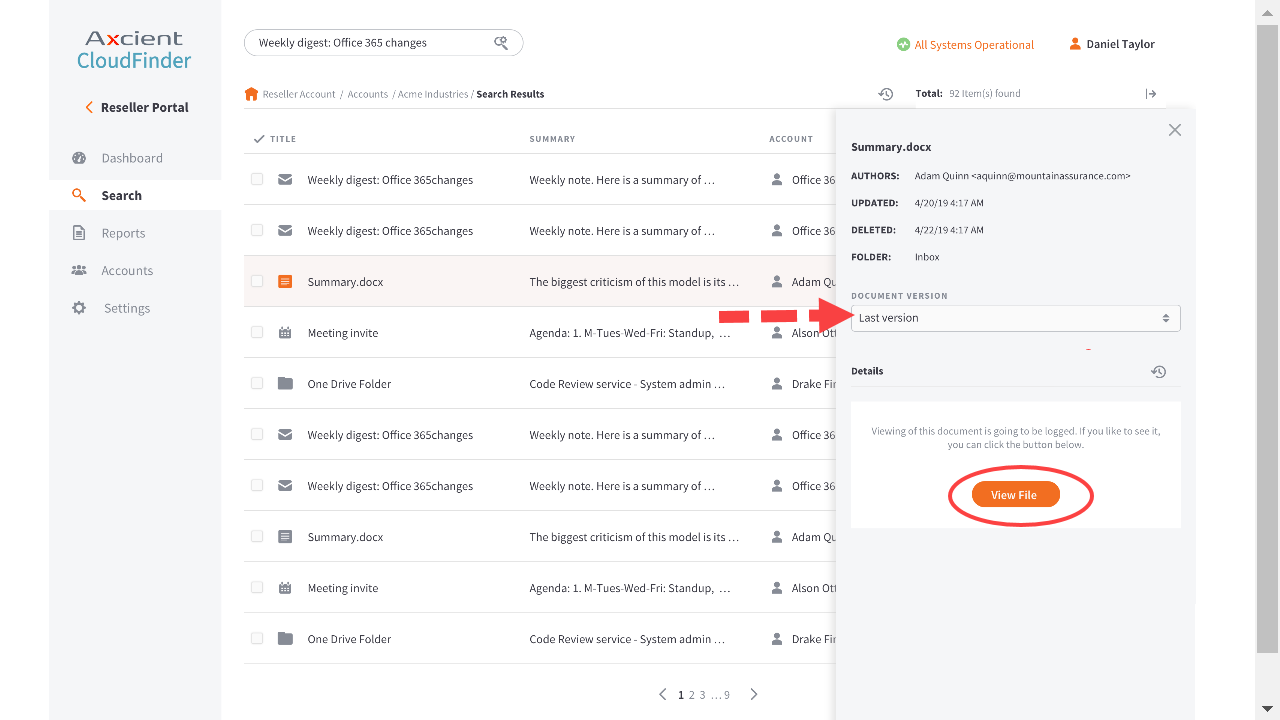How to restore backup objects - x360Cloud - Axcient