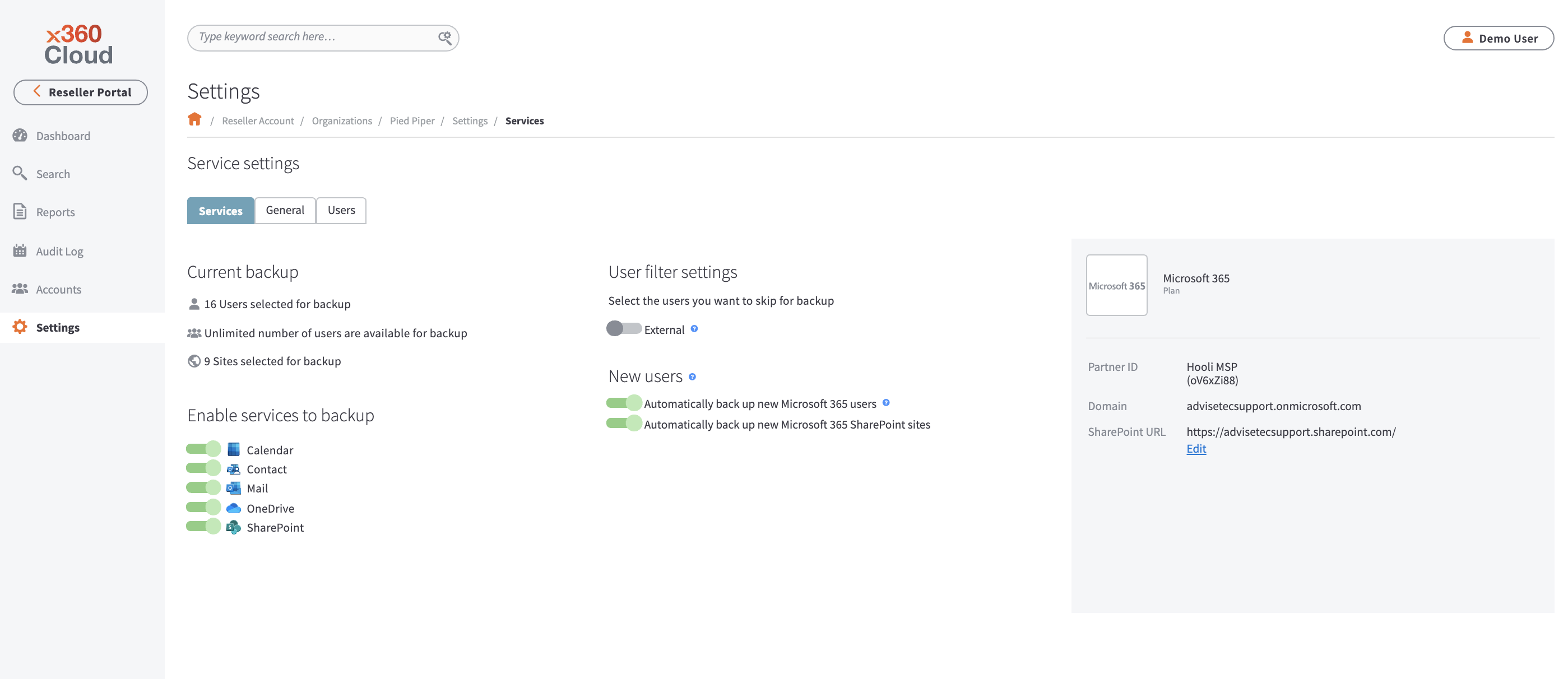 Create and configure organizations - x360Cloud - Axcient