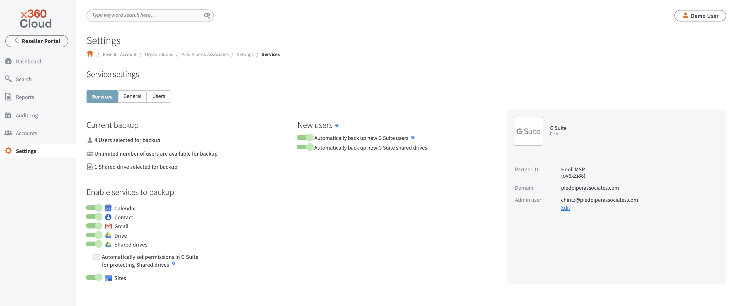 Create and configure organizations - x360Cloud - Axcient