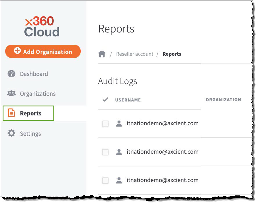 Export audit logs - x360Cloud - Axcient