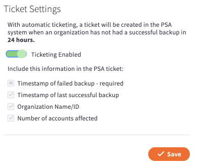 Enable PSA ticketing - x360Cloud - Axcient