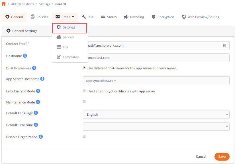 Specify the from email address for system-generated emails - x360Sync ...