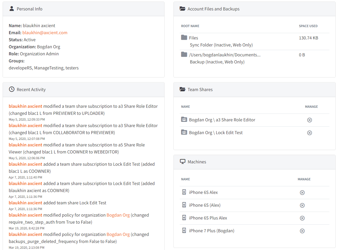Manage user accounts - x360Sync - Axcient