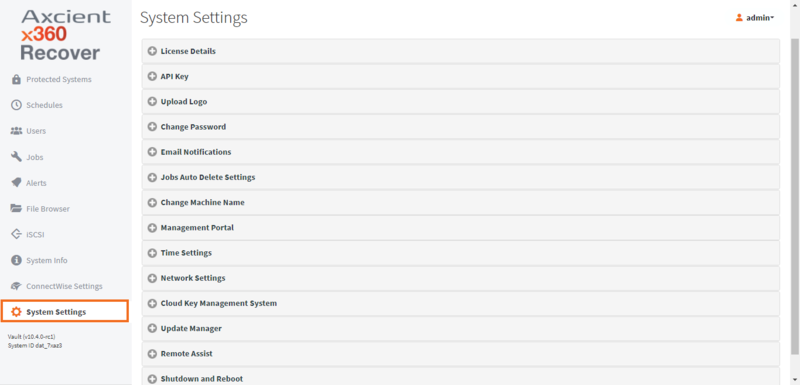 Configure key appliance settings - x360Recover - Axcient