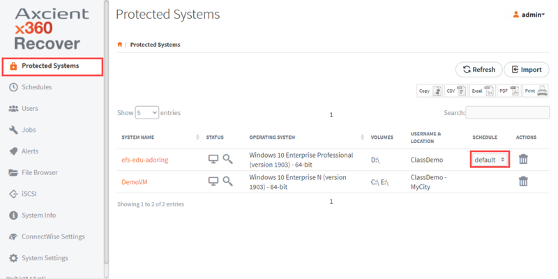 Create D2C backup policies (schedules) - Axcient