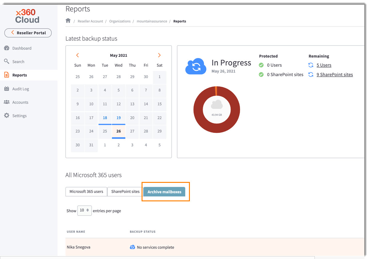 Automatically backup data - Axcient