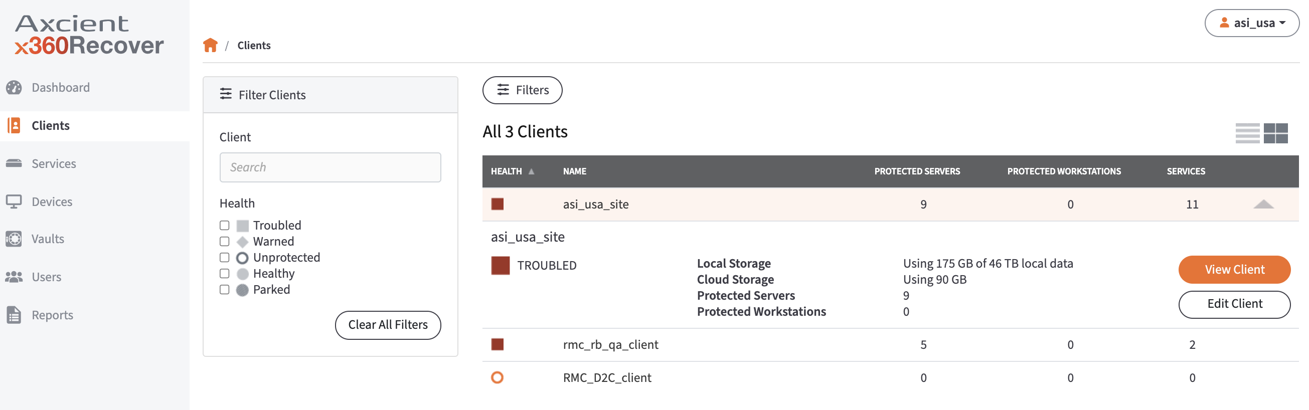 3. Clients - x360Recover Manager - Axcient
