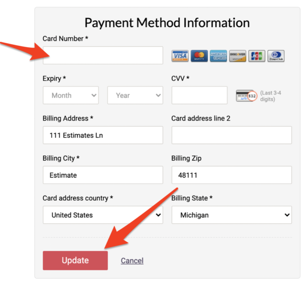 How To Update Payment Information - Clear Estimates