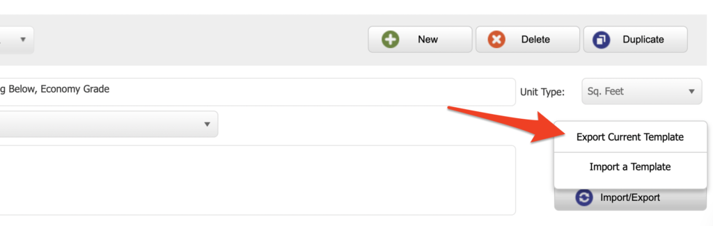 Import or Export Templates - Clear Estimates