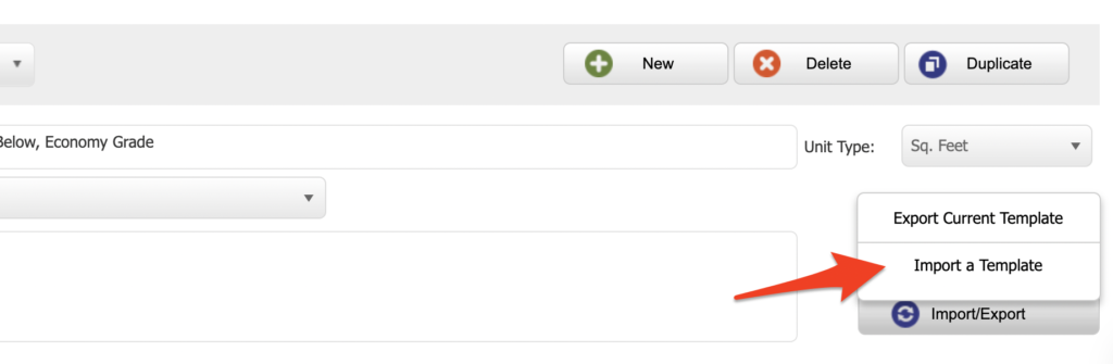 Import or Export Templates - Clear Estimates