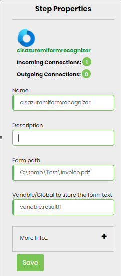 clsAzureMLFormRecognizer Step - FlowWright