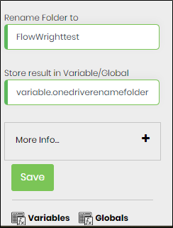oneDriveRenameFolder Step - FlowWright