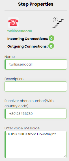 Send Voice call using Twilio - FlowWright
