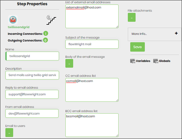 Send email through SendGrid - FlowWright