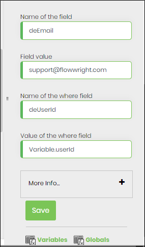 updateDBFieldValue Step - FlowWright
