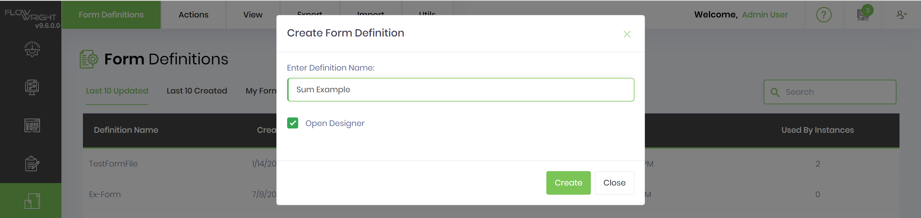 Simple Form Widget - Example 1 - FlowWright
