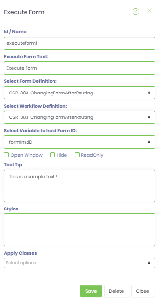 ExecuteForm Widget - FlowWright