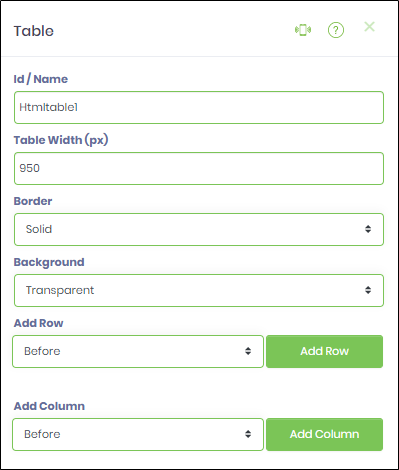 Table Widget Flowwright
