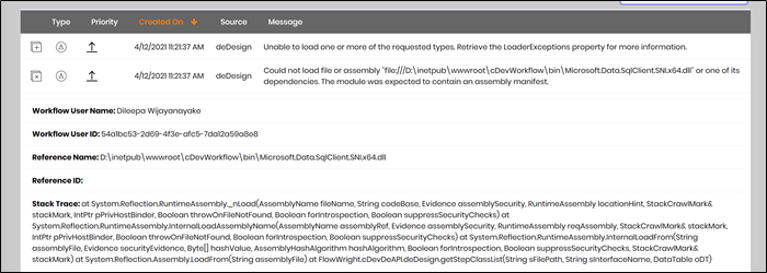Error handling in FlowWright - FlowWright