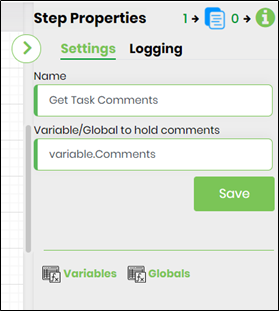 getTaskComments Step - FlowWright
